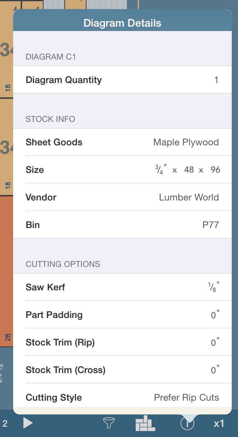 iPad: Diagram Details Screen